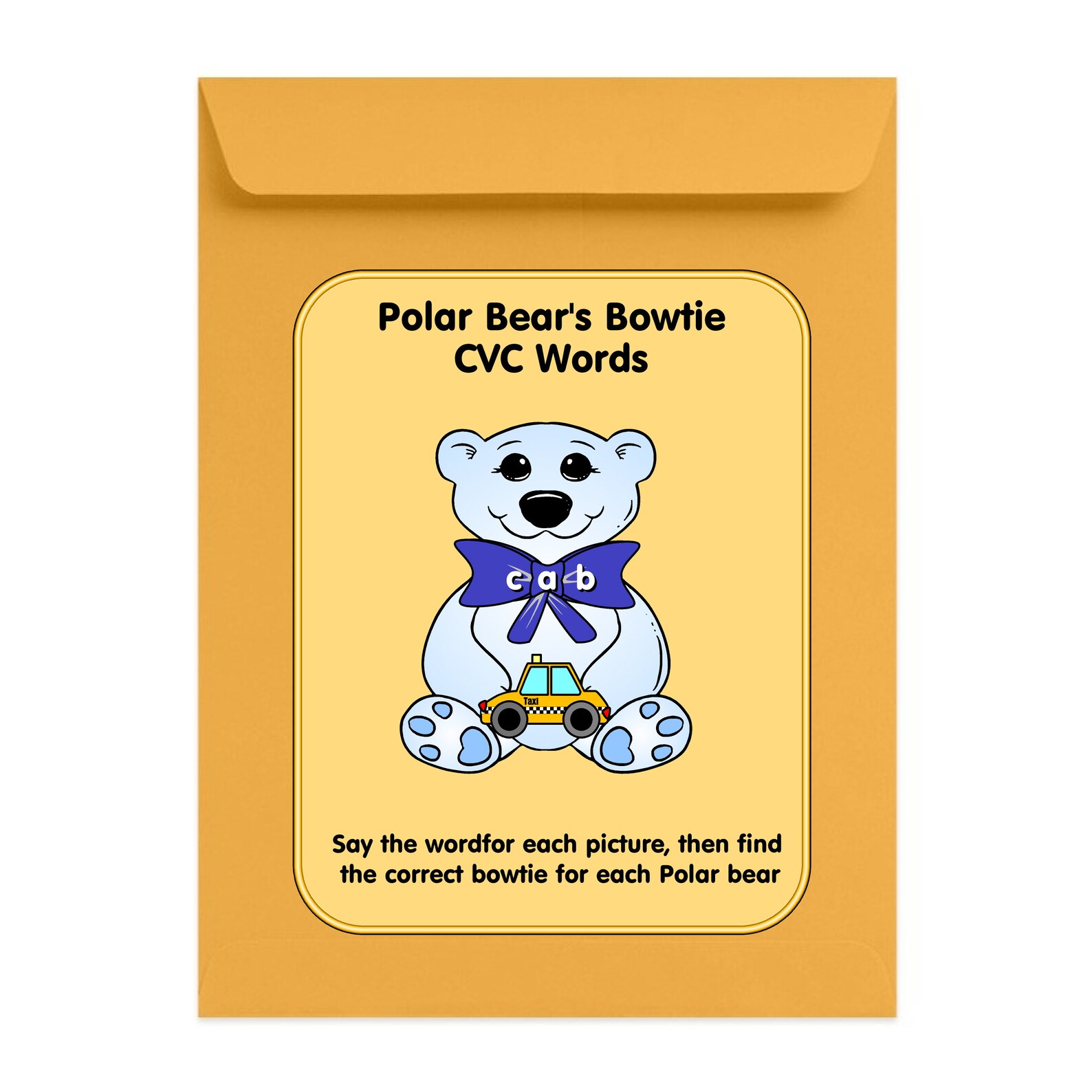 INSTANT DOWNLOAD - Polar Bear's Bow Tie - CVC Words - Activity Set for ...