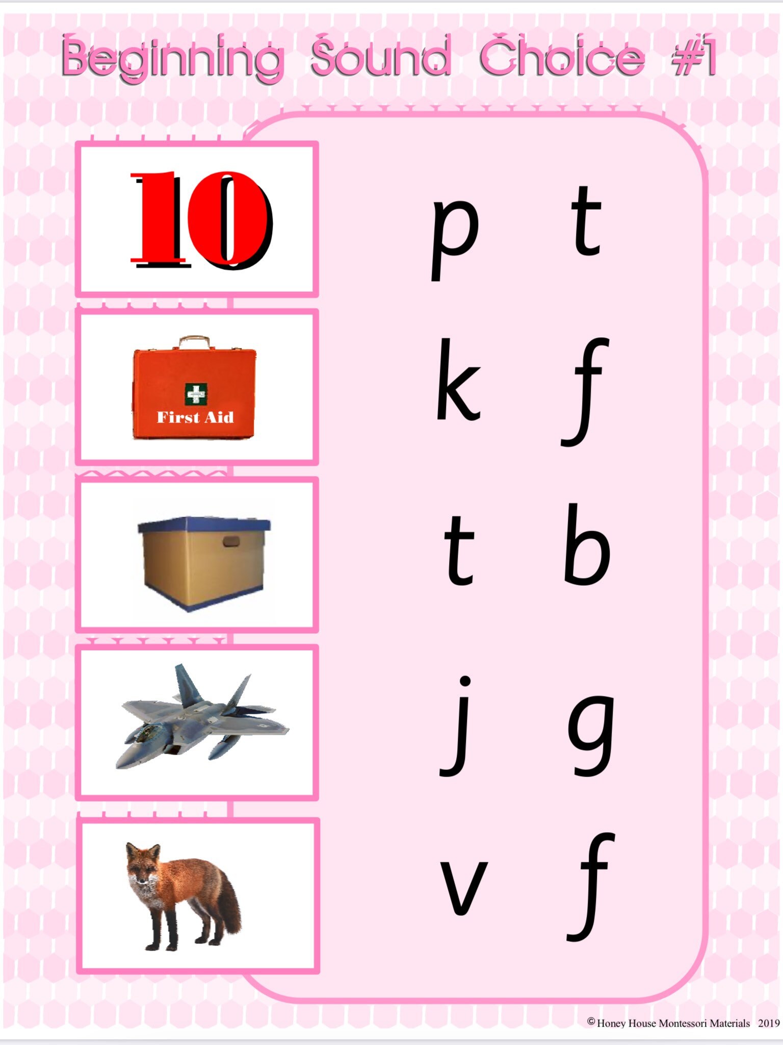 PINK SERIES Montessori Activity Beginning Sound Choice Educational ...