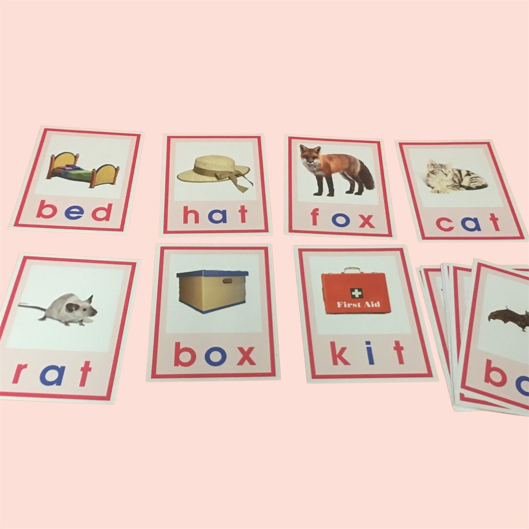 Pink Series Montessori - CVC WORDS & PICTURE - 52 Laminated Card Set - Etsy