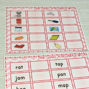 The Pink Series - Vowel A Workmats (40 Cards-4 Laminated Workmats ...