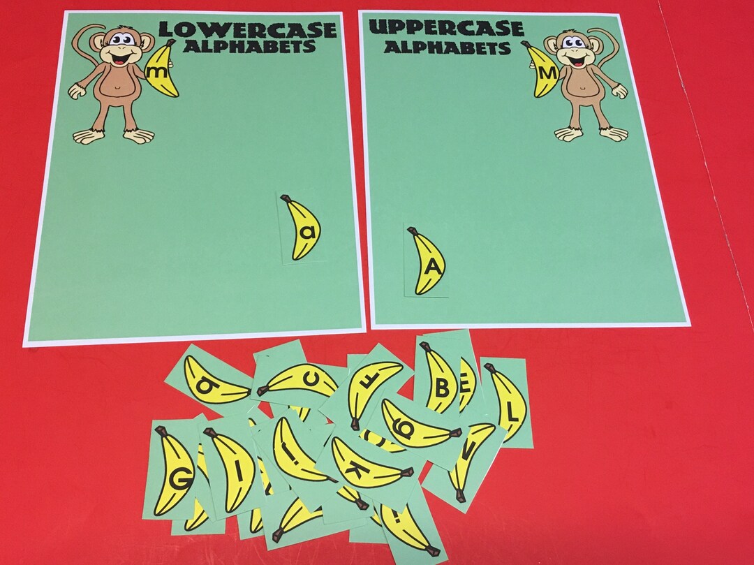 Monkey - Banana Alphabet Sort Uppercase / Lowercase - Etsy