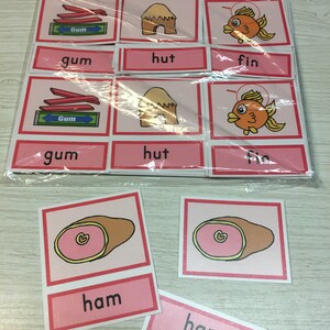 The Pink Series - Picture & Word - Three Part Card Set - 84 CVC Words ...