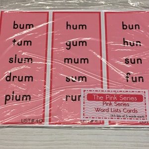 The Pink Series - Word Lists (42 Lists of 5 Words Each) - Montessori ...