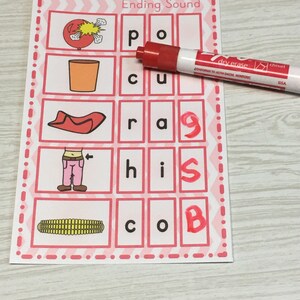 The Pink Series - Ending Sound Set (20 Wipewriter Cards ) - Montessori ...