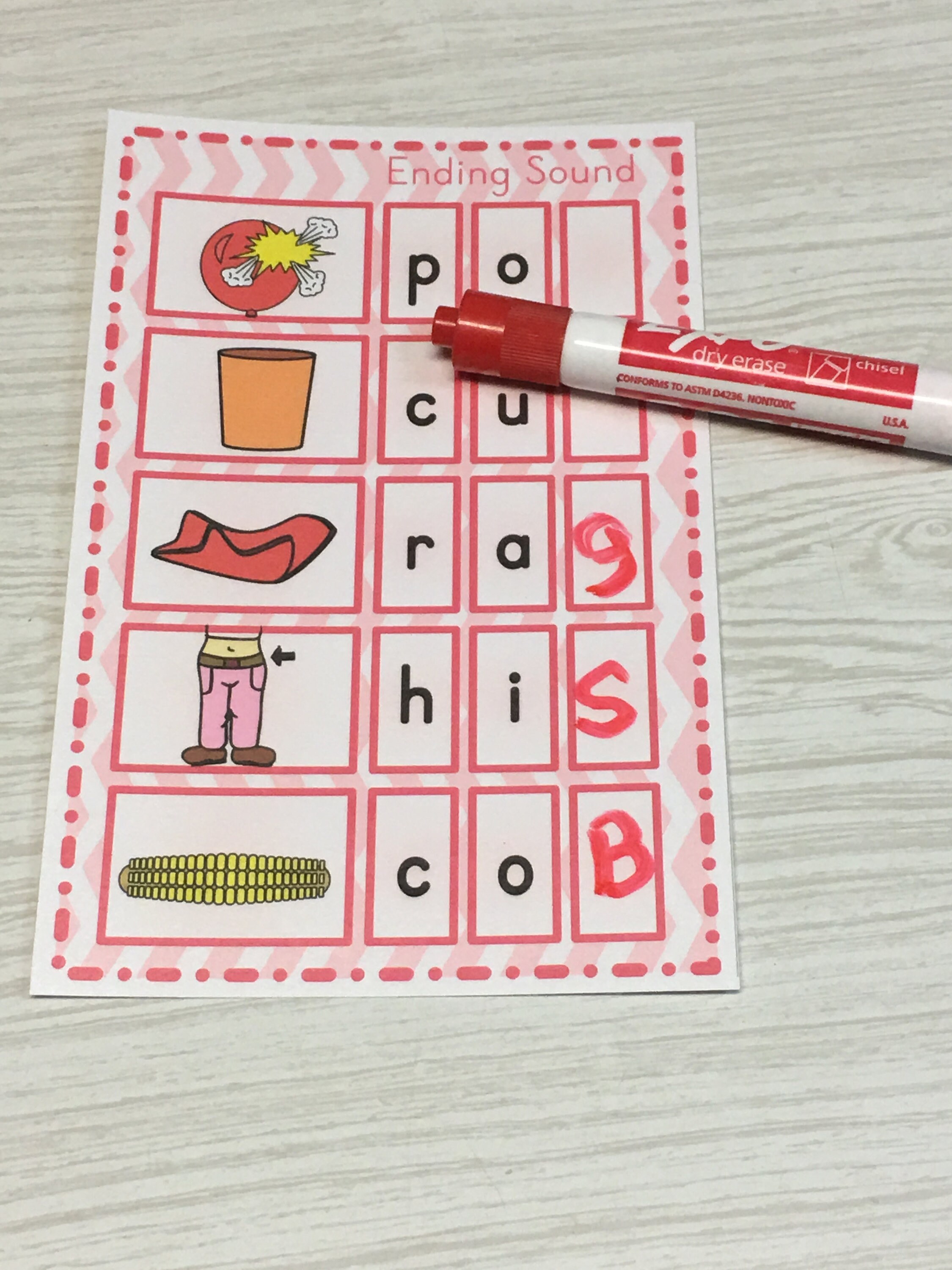 The Pink Series - Ending Sound Set (20 Wipewriter Cards ) - Montessori ...