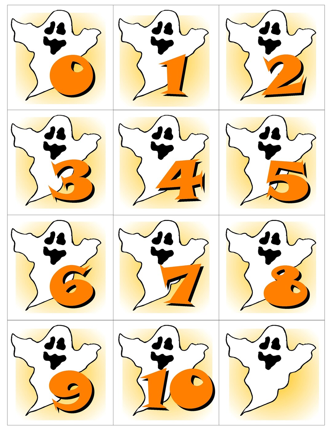 Ghost Number Cards 0-10: Preschool Learning Activity (instant Download ...
