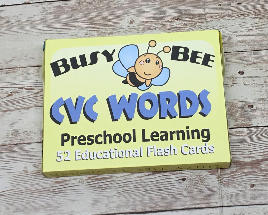 CVC Words - Busy Bee Preschool Learning - 52 Educational Flash Cards - Etsy
