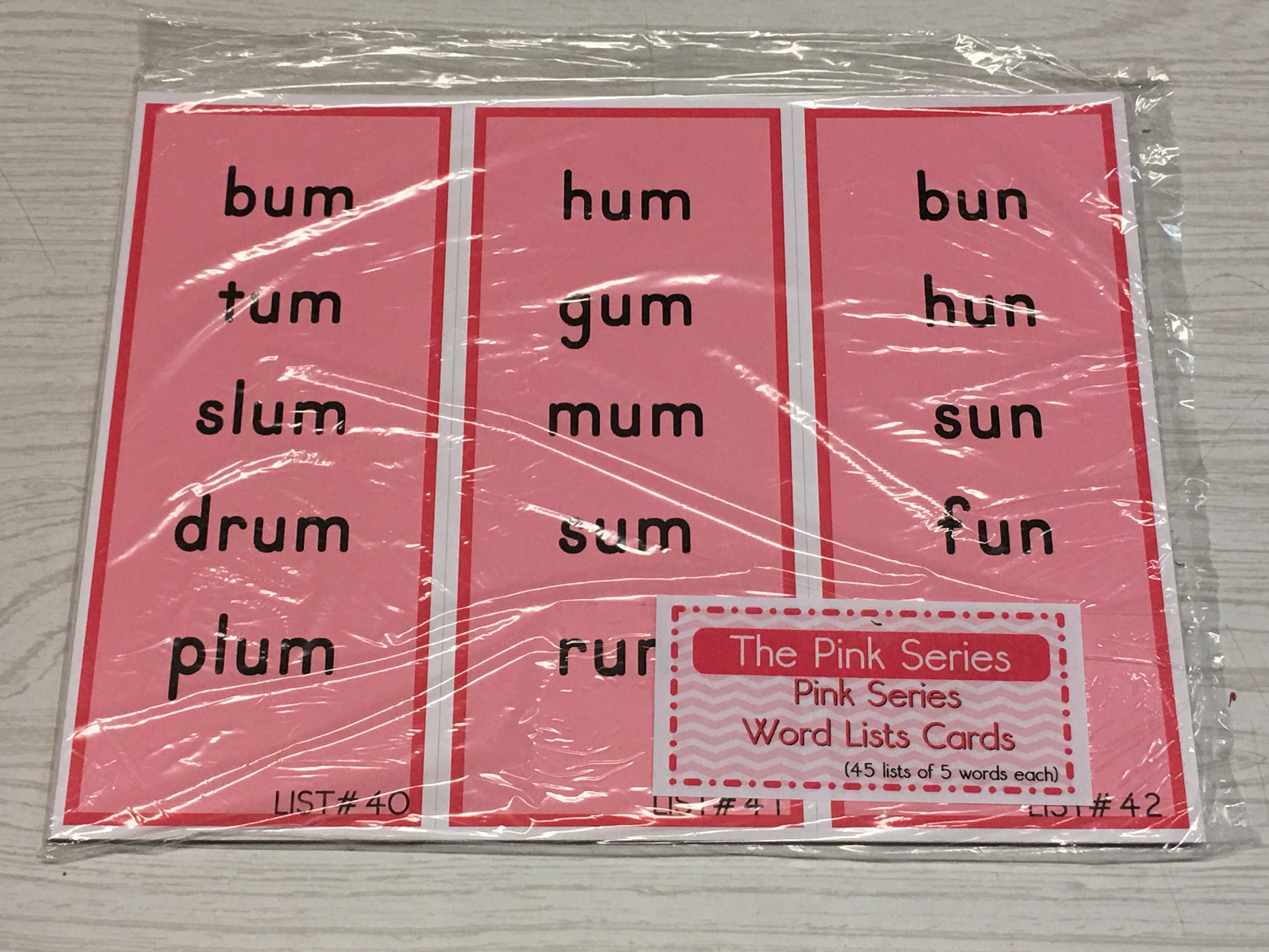 The Pink Series - Word Lists (42 Lists of 5 Words Each) - Montessori ...