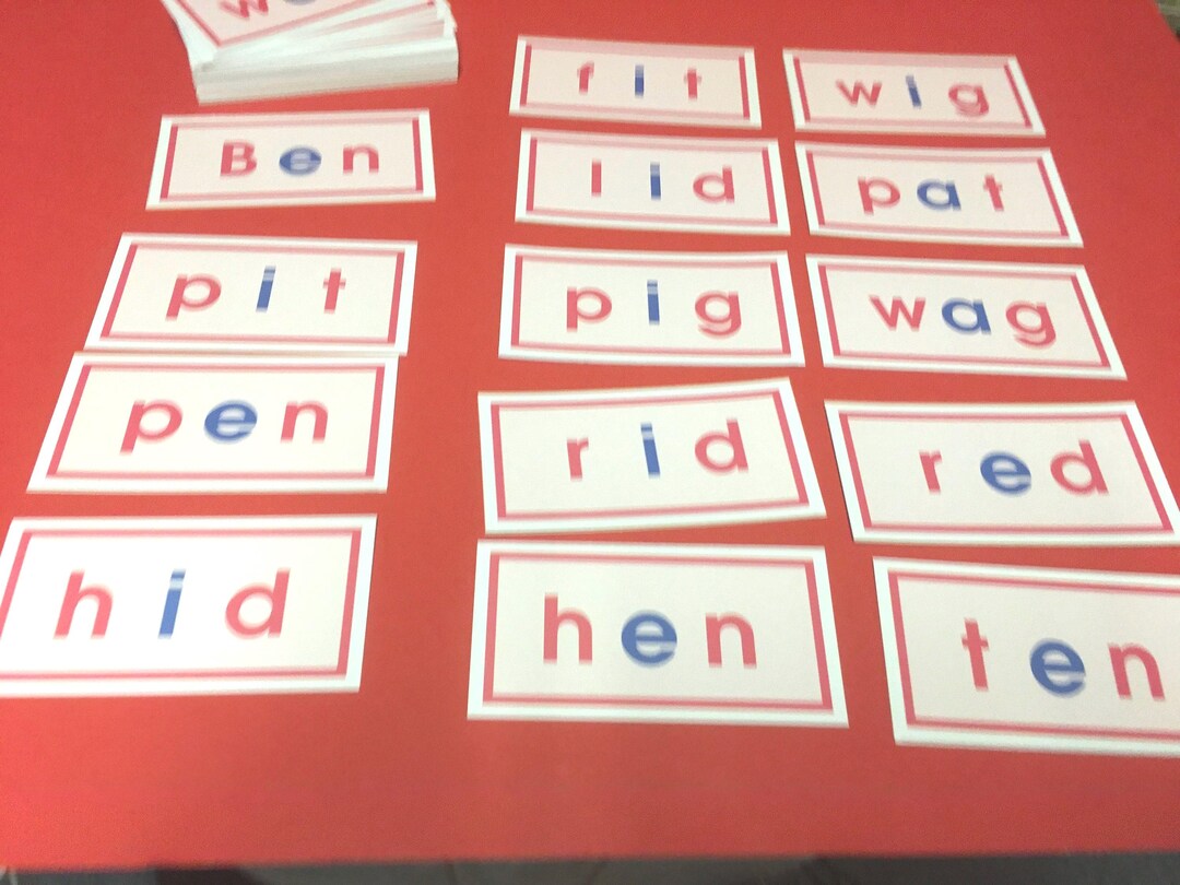 Pink Series Montessori - CVC WORD FAMILIES Flash Cards - 150 Card Set ...