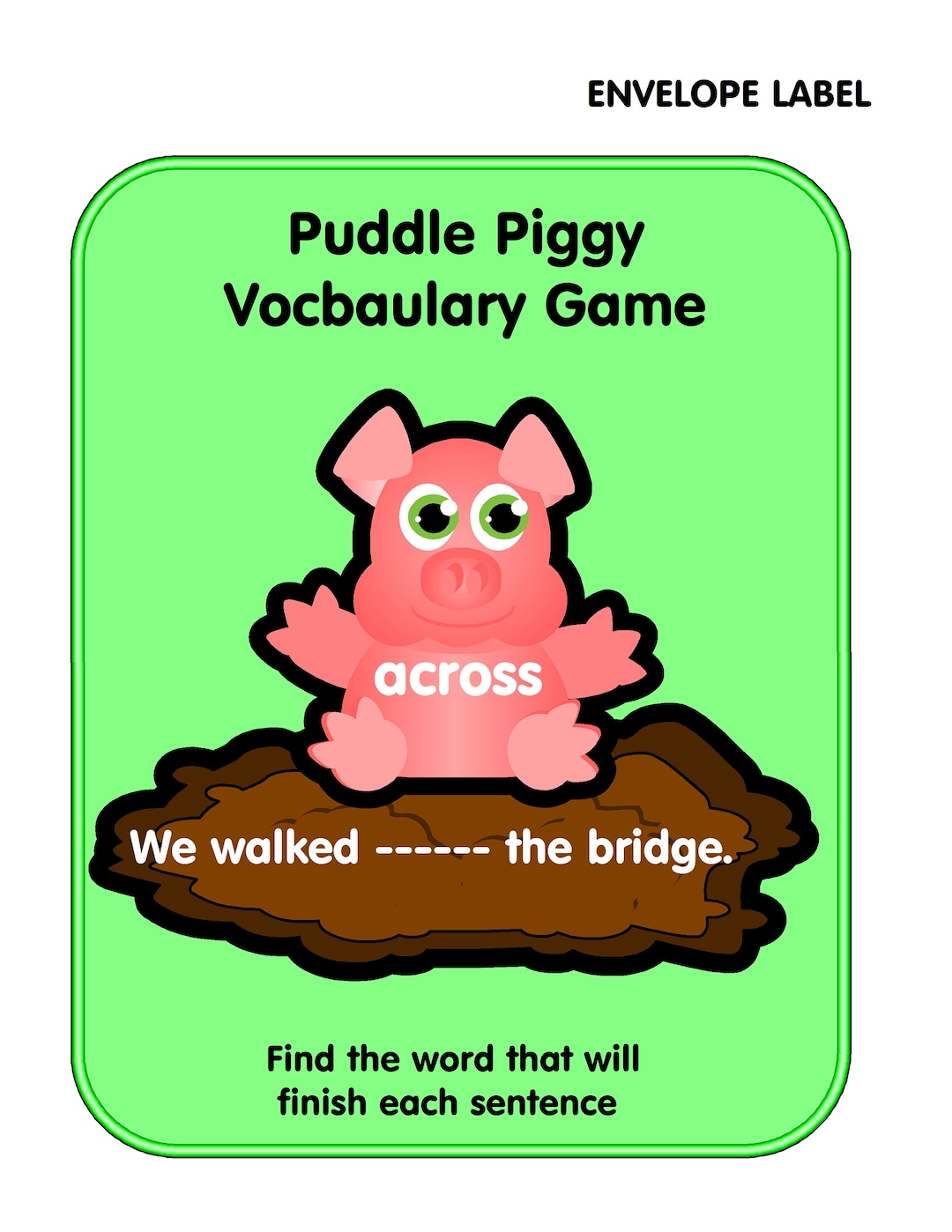 INSTANT DOWNLOAD - Puddle Piggy Vocabulary - Activity Set for Learning ...