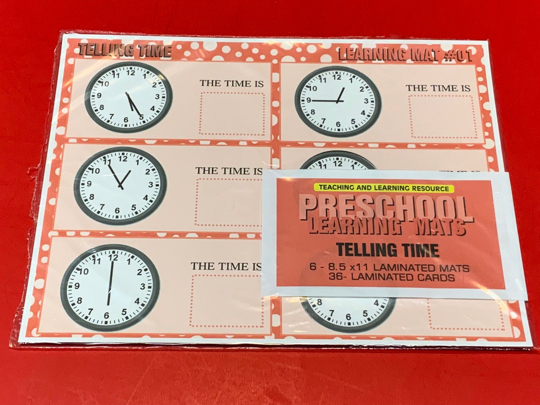 Telling Time - Set of 6 Learning Mats /cards - Laminated Activity - Etsy
