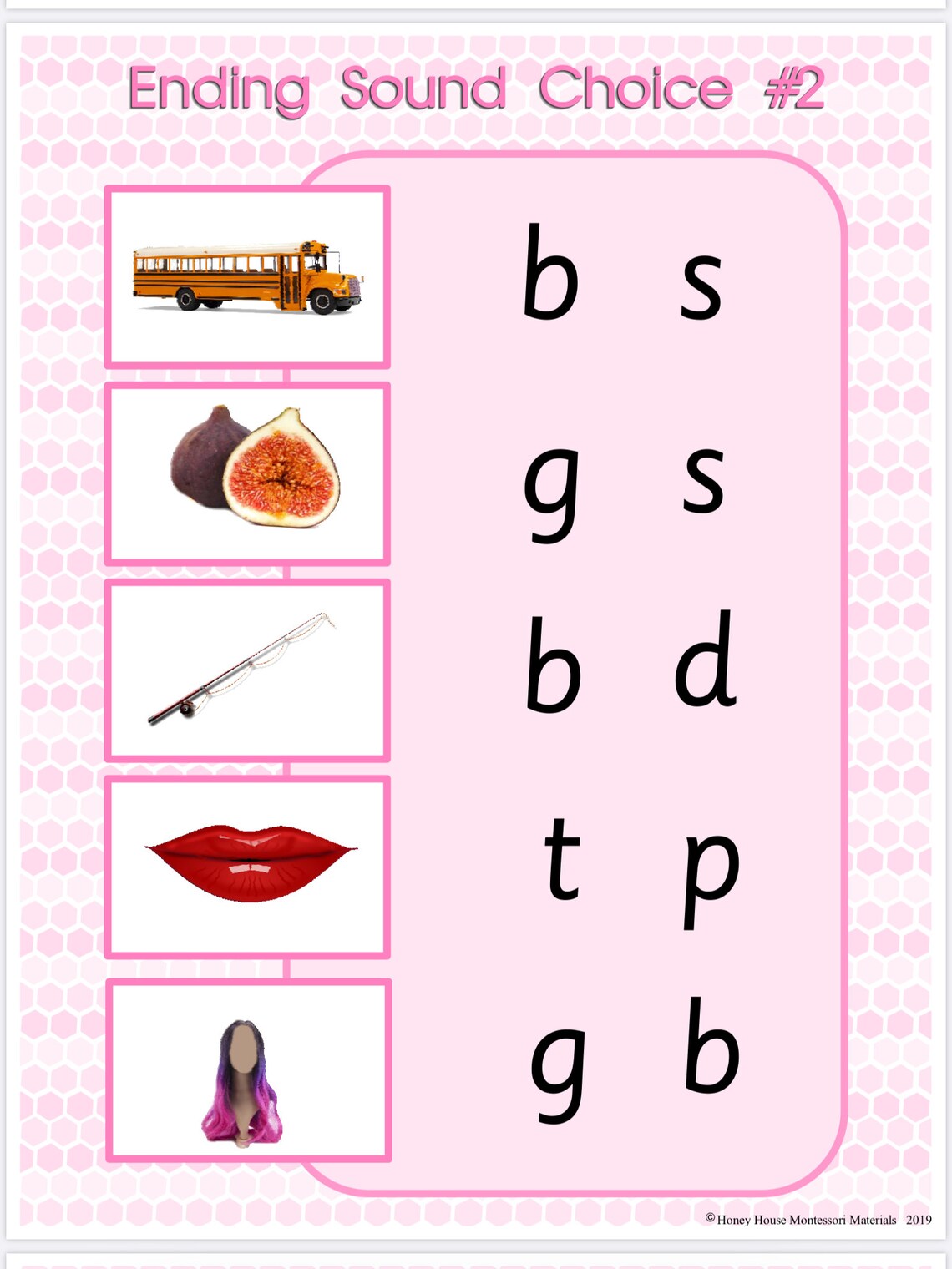 PINK SERIES | Montessori Activity - Ending Sounds Choice | Educational ...