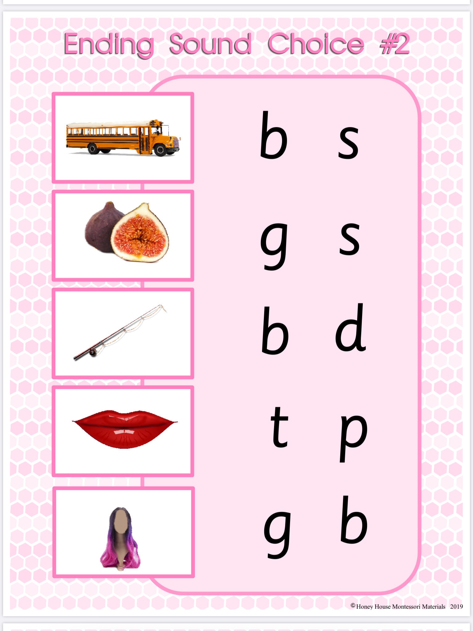 PINK SERIES | Montessori Activity - Ending Sounds Choice | Educational ...