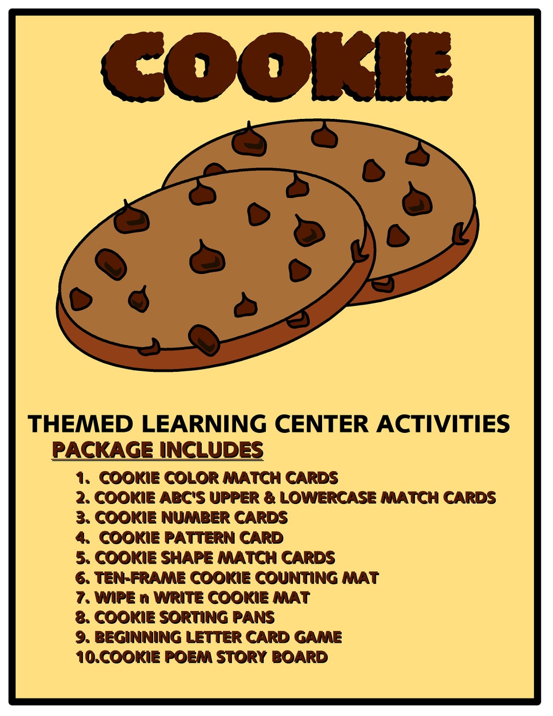 Cookie Theme Learning Activities: Preschool Kindergarten (instant ...