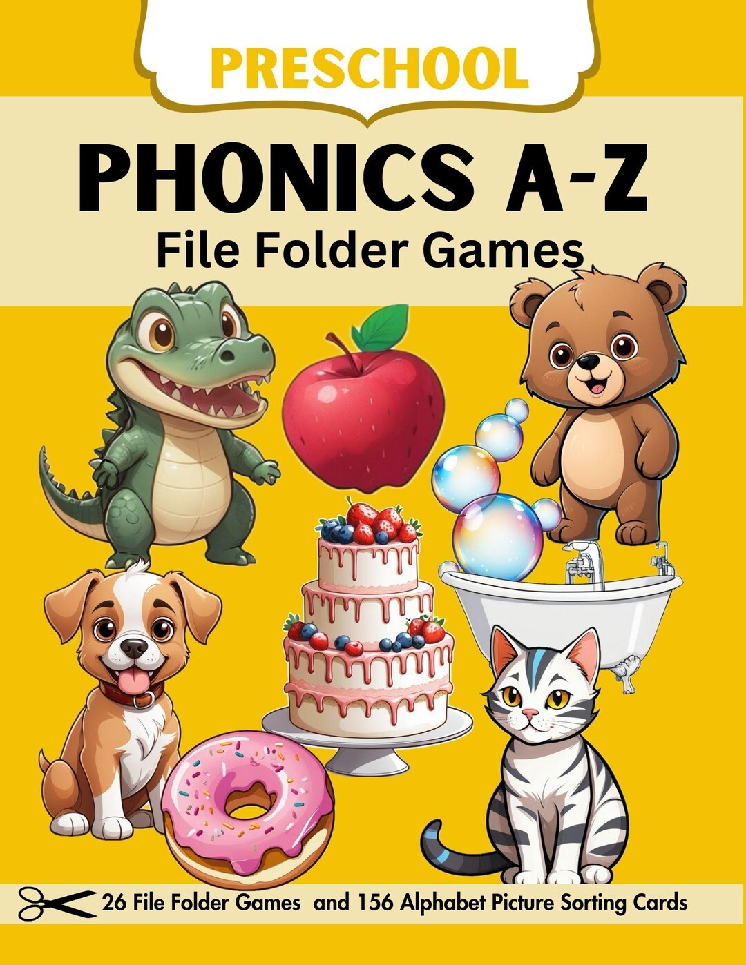 PHONICS A-Z File Folder Game | Beginning Sounds 26 Letters Activities ...