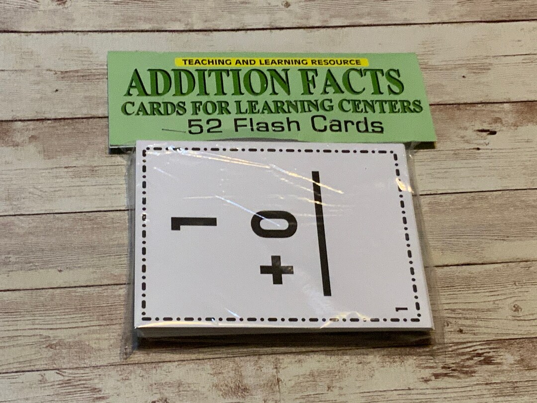Addition Facts - Cards for Learning Center - 52 Flash Cards - Activity ...