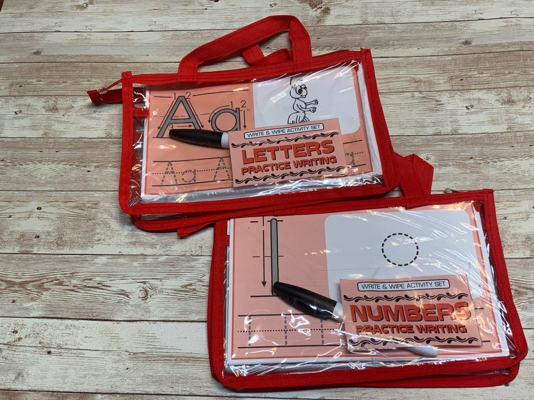 2 Write & Wipe Activity Sets - Letters and Numbers Practice Writing - Etsy