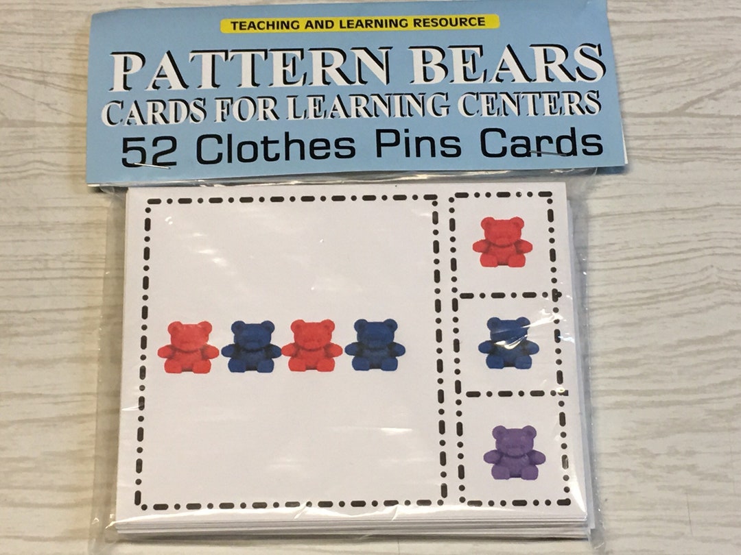 Pattern Bears - Cards for Learning Center - 52 Clothes Pin Cards ...