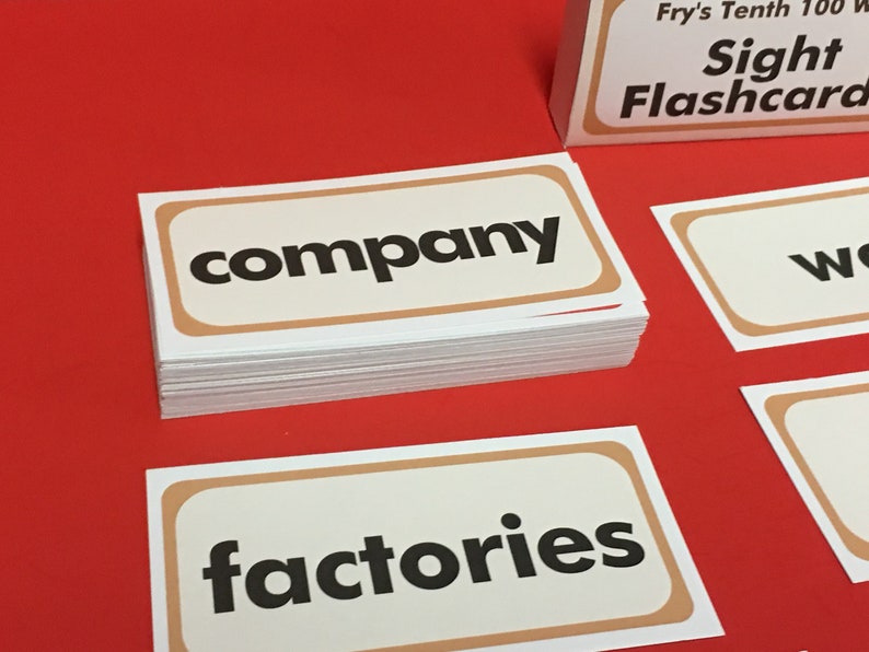 100 Flashcards - Fry”s Sight Words - 10th Hundred Words Flash Cards - Etsy