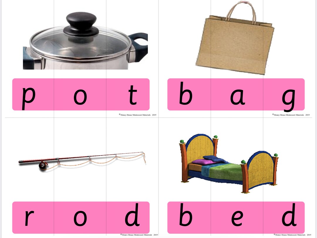 PINK SERIES | Montessori Activity - Cvc Puzzle Cards | Educational ...