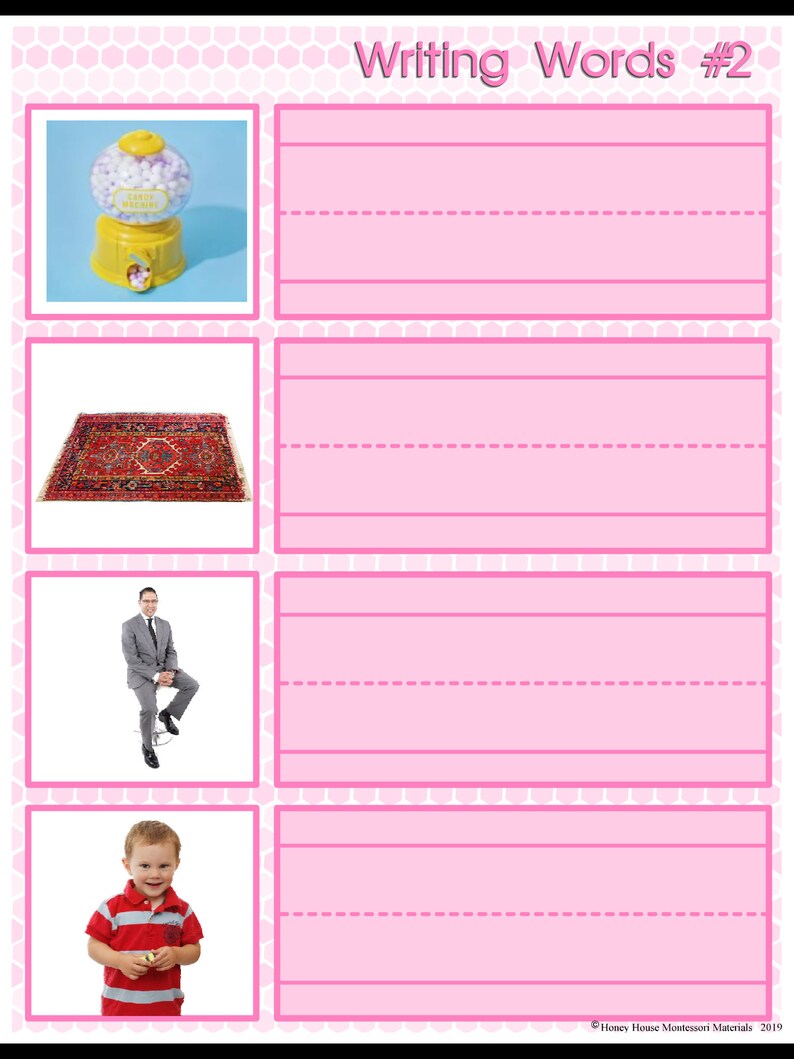 PINK SERIES | Montessori Activity - Writing Words Cards | Educational ...