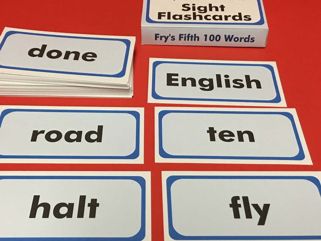 100 Flashcards - Fry”s Sight Words - 5th Hundred Words Flash Cards - Etsy