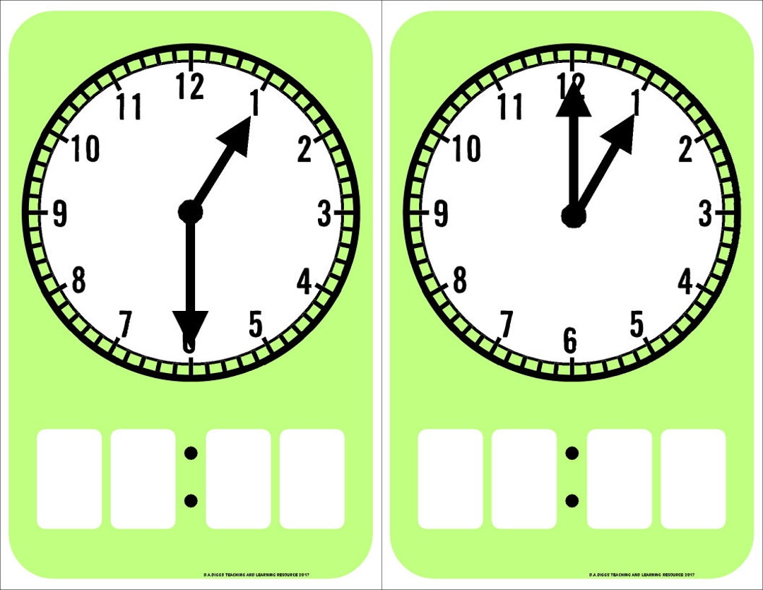 Time Flashcards: Around the Clock Learning (instant Download) - Etsy