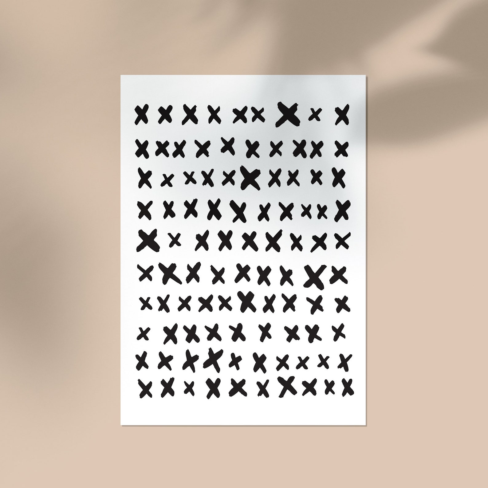 Ink Crosses Digital Wall Art Print, Minimalist Abstract Pattern ...