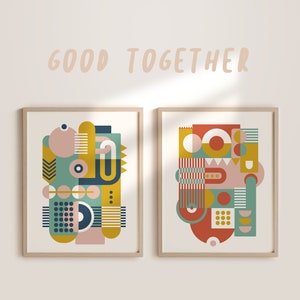 Geometric Poster in Mid Century Style, Printable Wall Art Instant ...