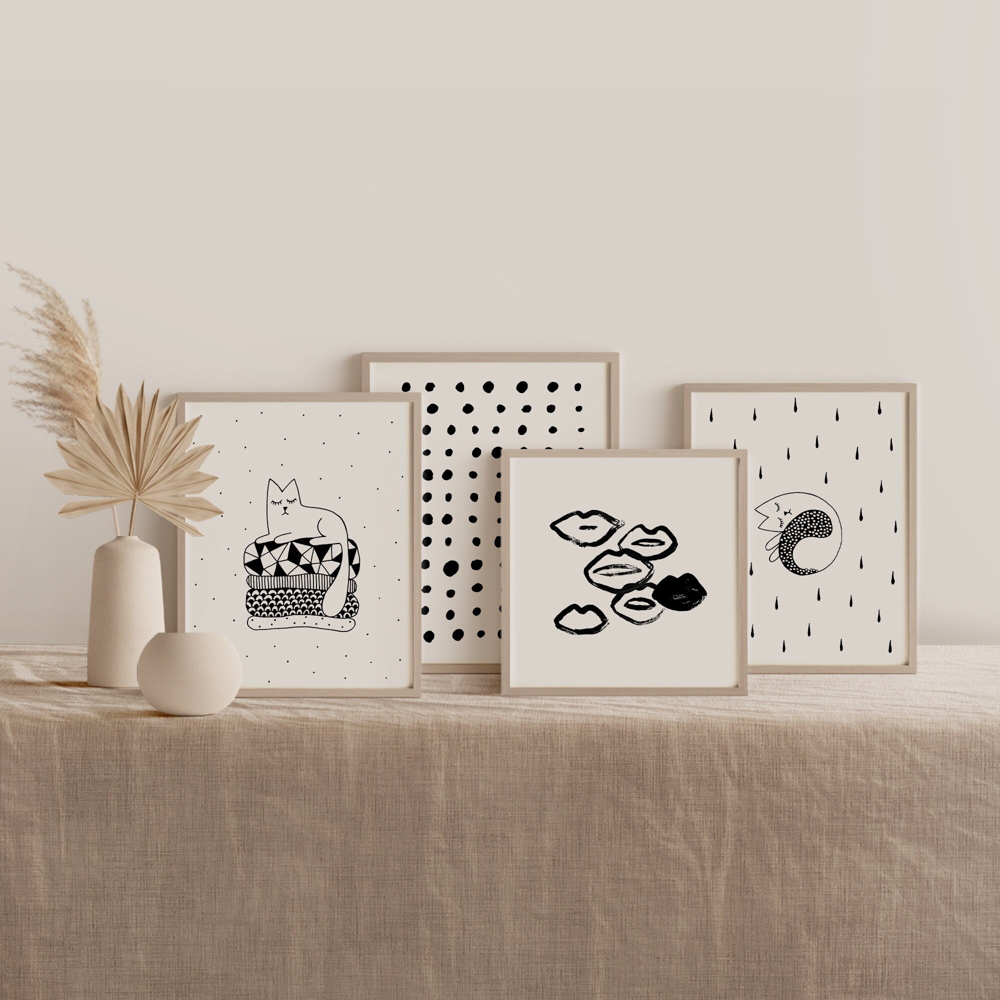 Ink Dots Digital Wall Art Print, Minimalist Abstract Printable Poster ...