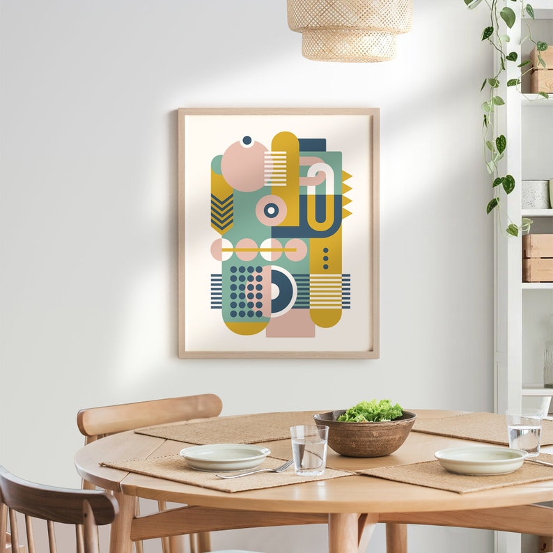 Geometric Poster in Mid Century Style, Printable Wall Art Instant ...