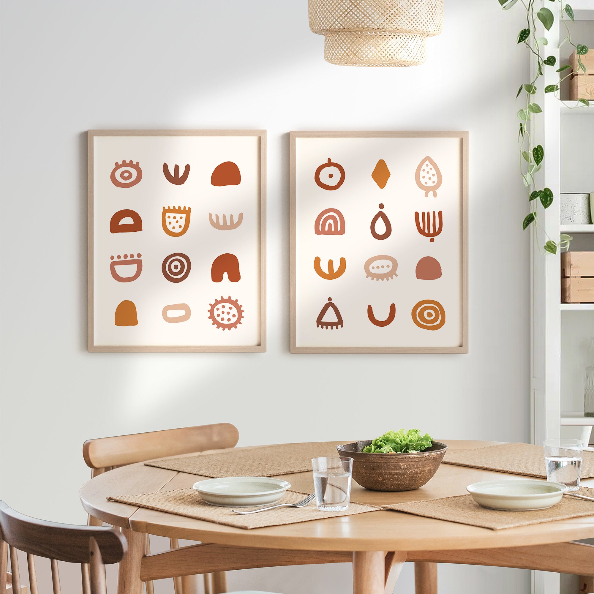 Set of 2 Abstract Boho Signs Geometric Abstract Wall Art - Etsy