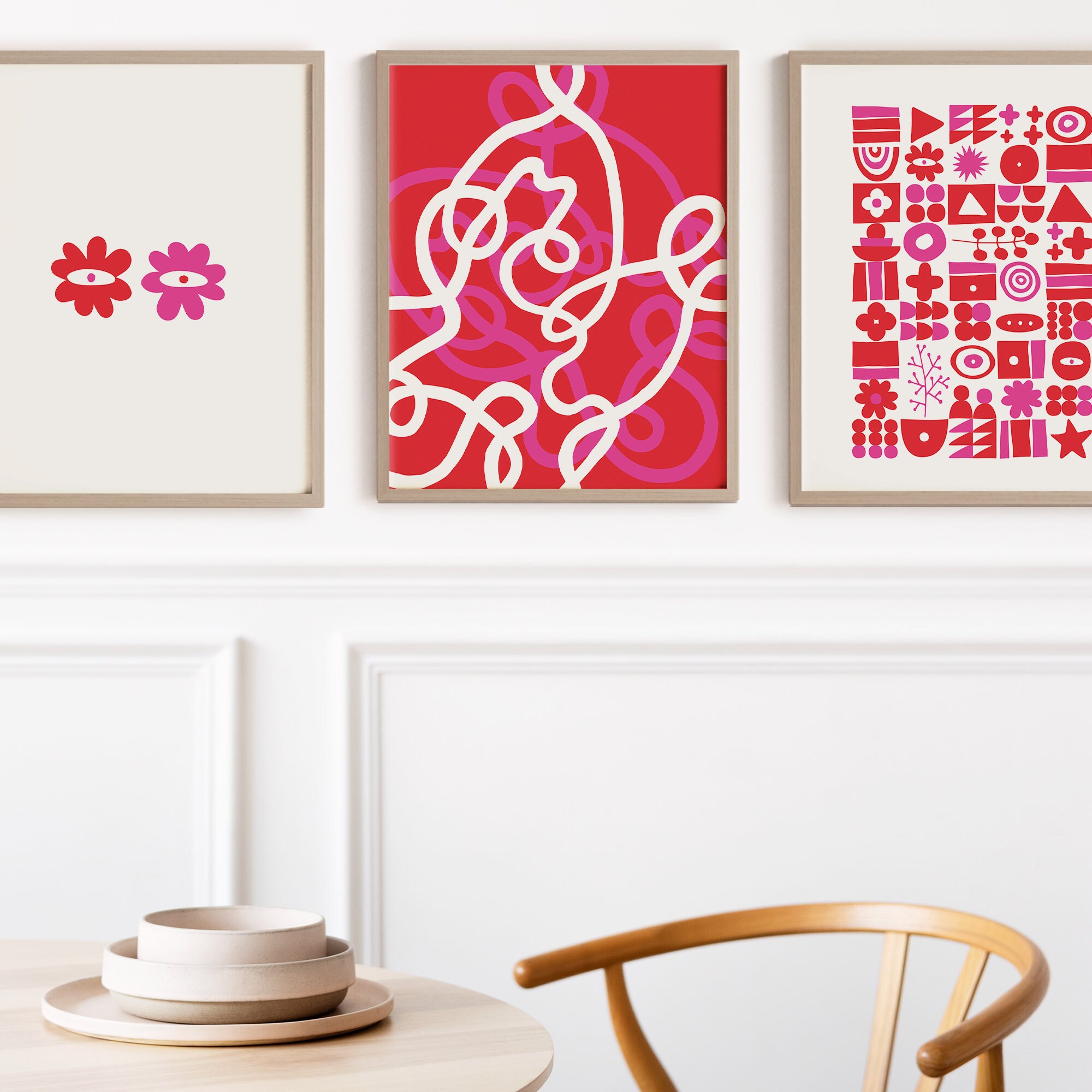 Red and Pink Abstract Art Prints, Set of 6 (digital Download) - Etsy