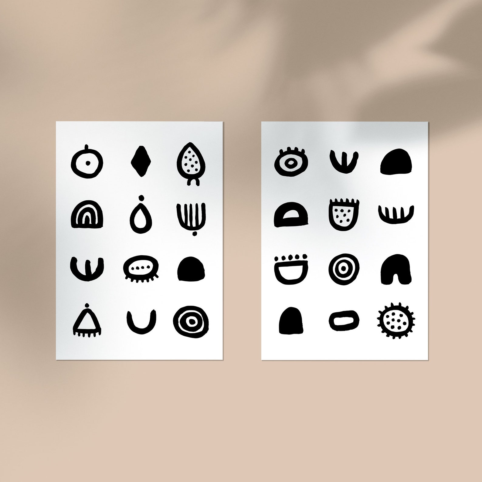 Set of 2 Abstract Boho Signs Geometric Abstract Wall Art - Etsy