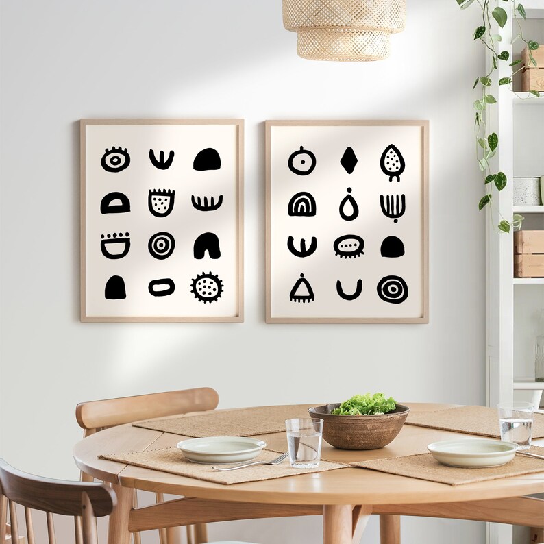 Set of 2 Abstract Boho Signs Geometric Abstract Wall Art - Etsy