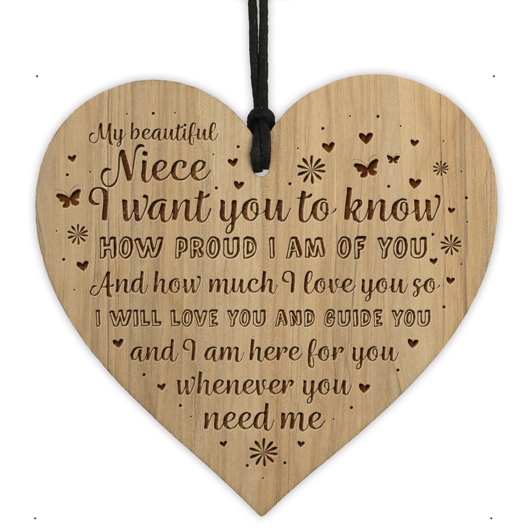 Red Ocean Niece Gift Sign Engraved Heart Birthday Christmas Gift for ...