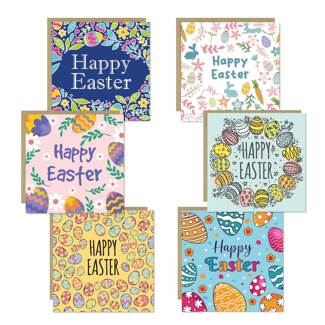 Multipack of Easter Cards, Pack of 6 Easter Cards, Floral Designs ...