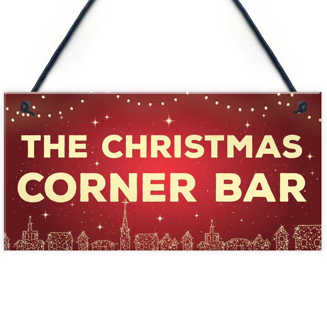 Christmas Corner Bar Novelty Bar Sign for Home Gin Beer Wine Cocktail ...