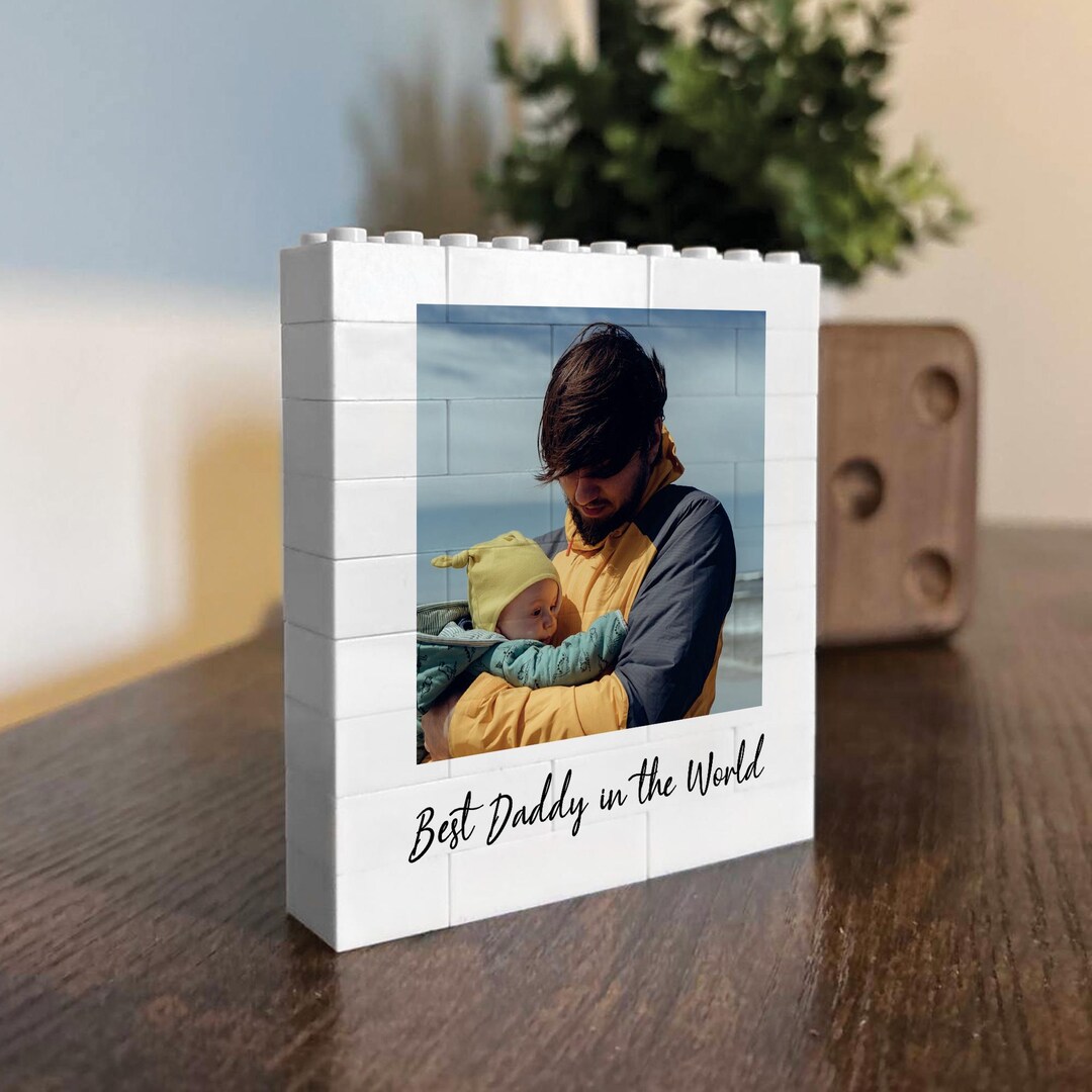 Personalised Best Daddy Brick Photo Block Gift for Daddy Building Block ...