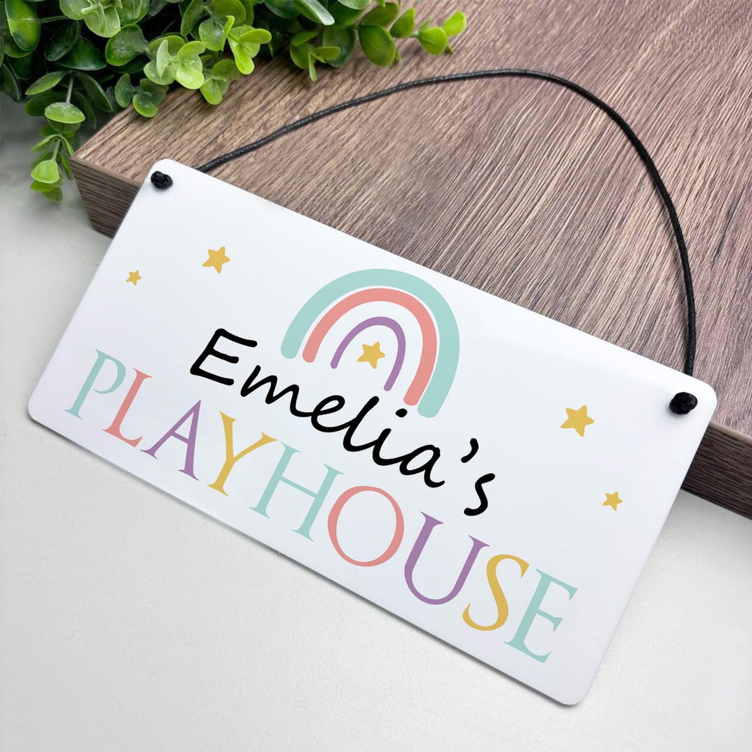 Personalised Cute Child's Playhouse Sign for Outdoor Gift for Kids ...