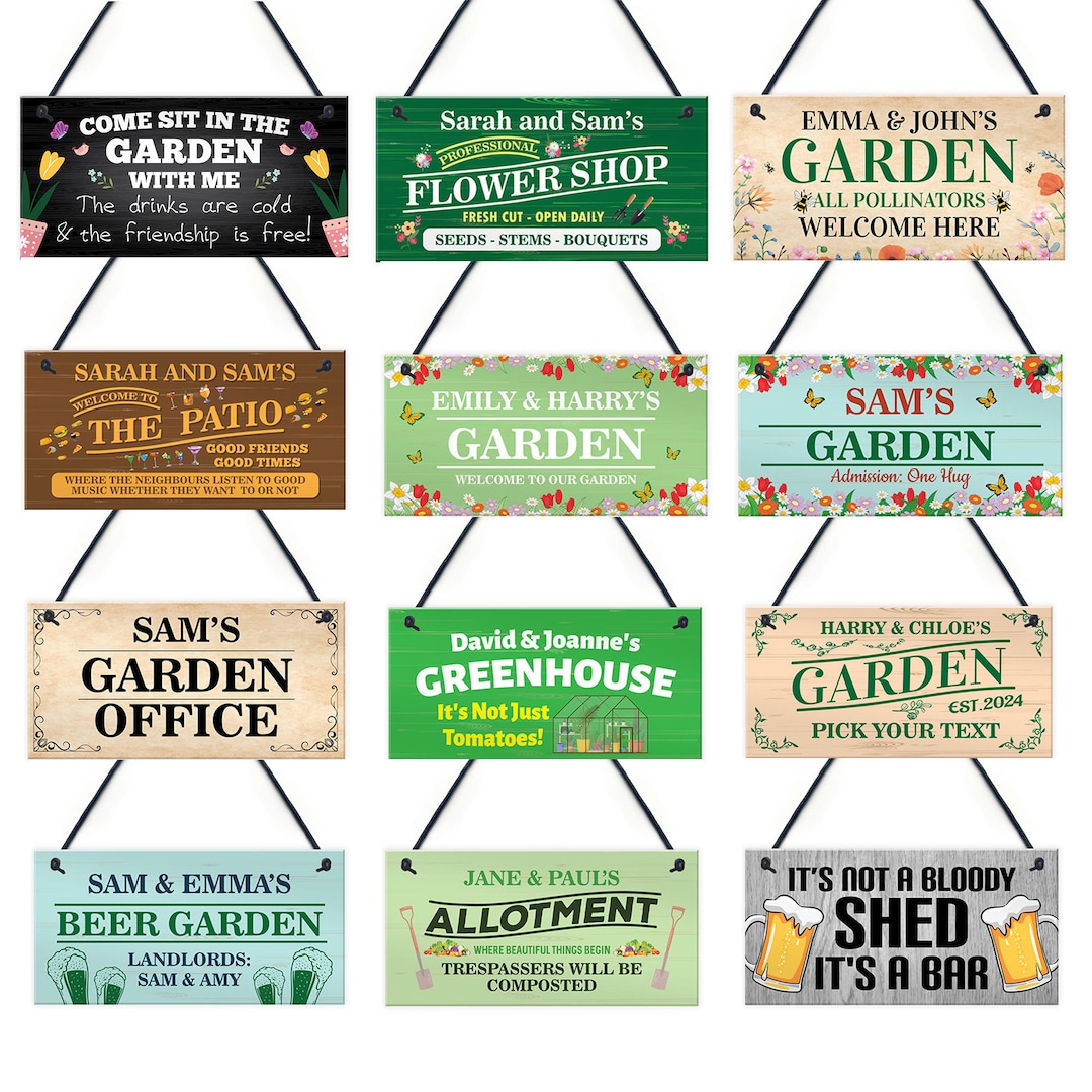 Garden Sign Variety Personalised Garden Greenhouse Vegetable Allotment ...