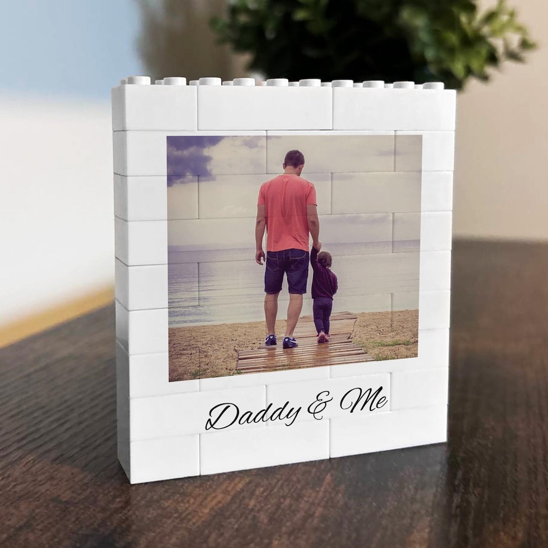 Personalised Daddy & Me Brick Photo Block, Gift for Daddy, Building ...