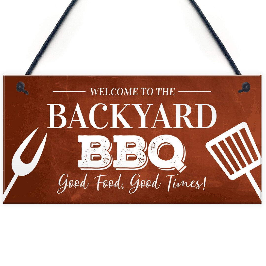 Backyard BBQ Sign Funny Garden Shed Man Cave Sign Gift for Men New Home ...