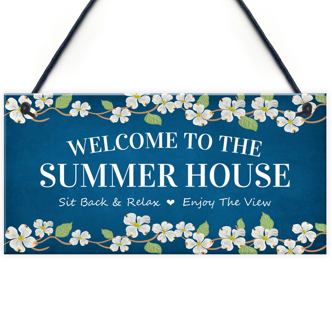 Welcome Signs for Summerhouse Hanging Wall Garden Plaque New Home Gift ...