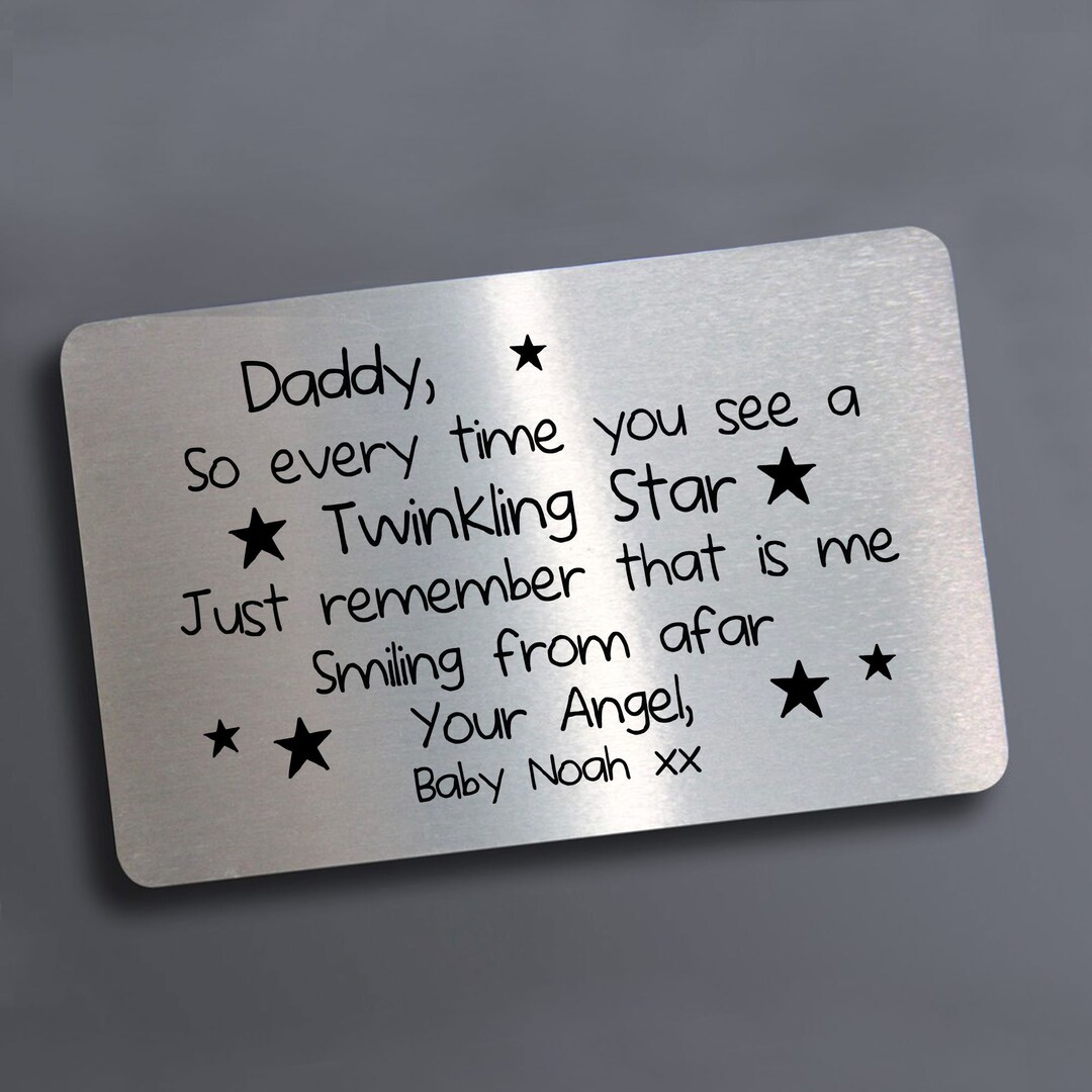 Personalised Baby Memorial Poem Gift for Dad Daddy, Metal Wallet ...