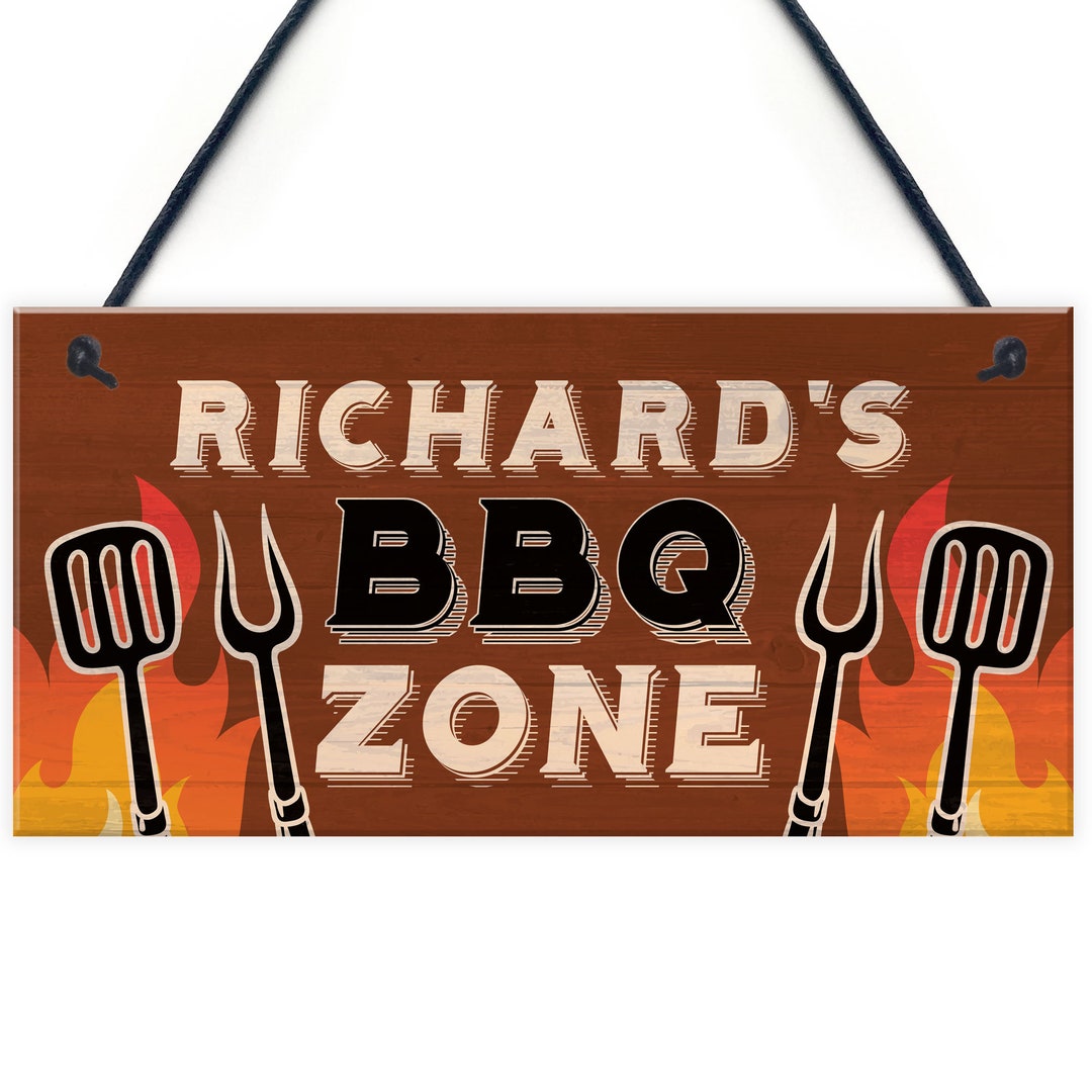 Personalised BBQ Zone Sign Outdoor Garden Man Cave Sign Gift for Men ...