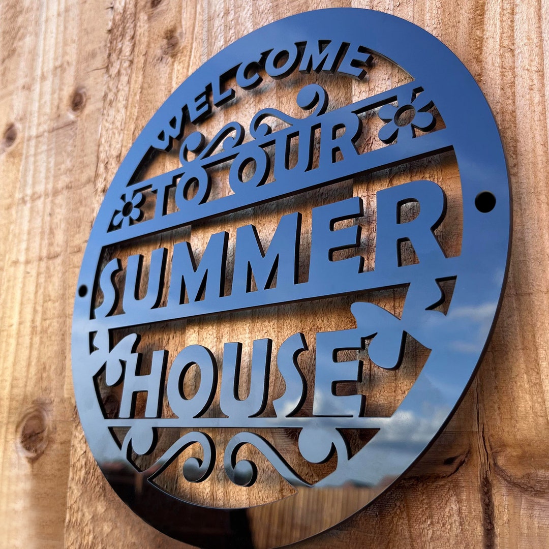 Summer House Welcome Sign for Garden - Garden Shed Signs - Black ...