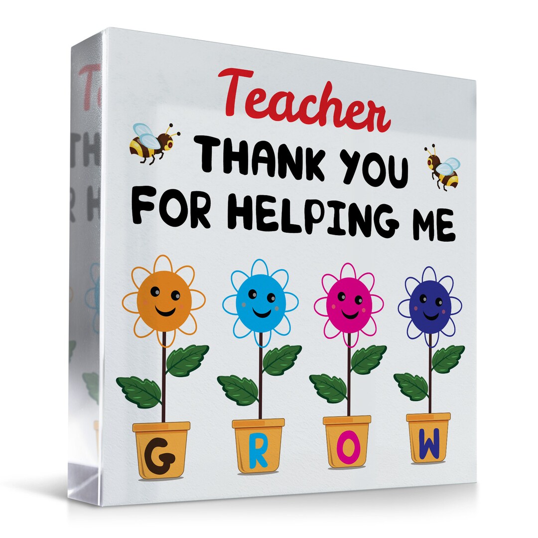 Thank You for Helping Me Grow Gift for Teacher Nursery Teacher Acrylic ...