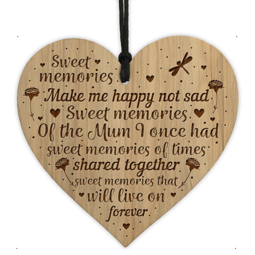 Red Ocean Mum Memorial Present Engraved Heart Memorial Sign for Mum ...