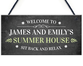 Personalised Summer House Sign Metal Garden Wall Door Decor Accessory ...